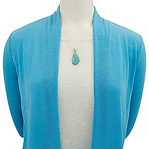 Turquoise Pendant Necklace 20" Sterling Silver 925 Genuine Gemstones (Turquoise)