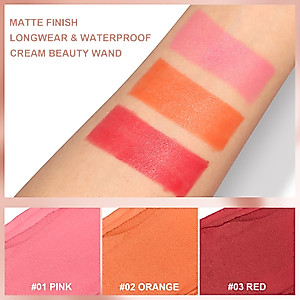 Cream Blush Stick, Multi-use Stick Blush Makeup for Cheek and Lip, Monochromatic Blush Face Beauty Wand for Women, Long Lasting, Waterproof, Moisturizer, Matte Finish, 1oz (#01 Pink)