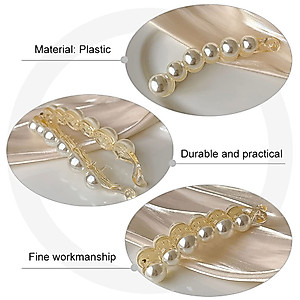 Generic Pearl Hair Clip Banana Hair Clips Ponytail Holder Thick Fine Hair Clip French Barrettes Jaw Clips for Women and Girls White