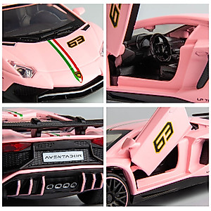 BDTCTK Compatible for 1:32 LP780 Model Car, Zinc Alloy Pull Back Toy Car with Sound and Light for Kids Boy Girl Black