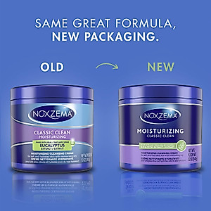 Noxzema Classic Clean Original Deep Cleansing Cream for Soft & Smooth Skin – Real Eucalytpus Extract Noxzema Moisturizing Cleansing Cream Face Wash, 12 Oz Ea (Pack of 4)
