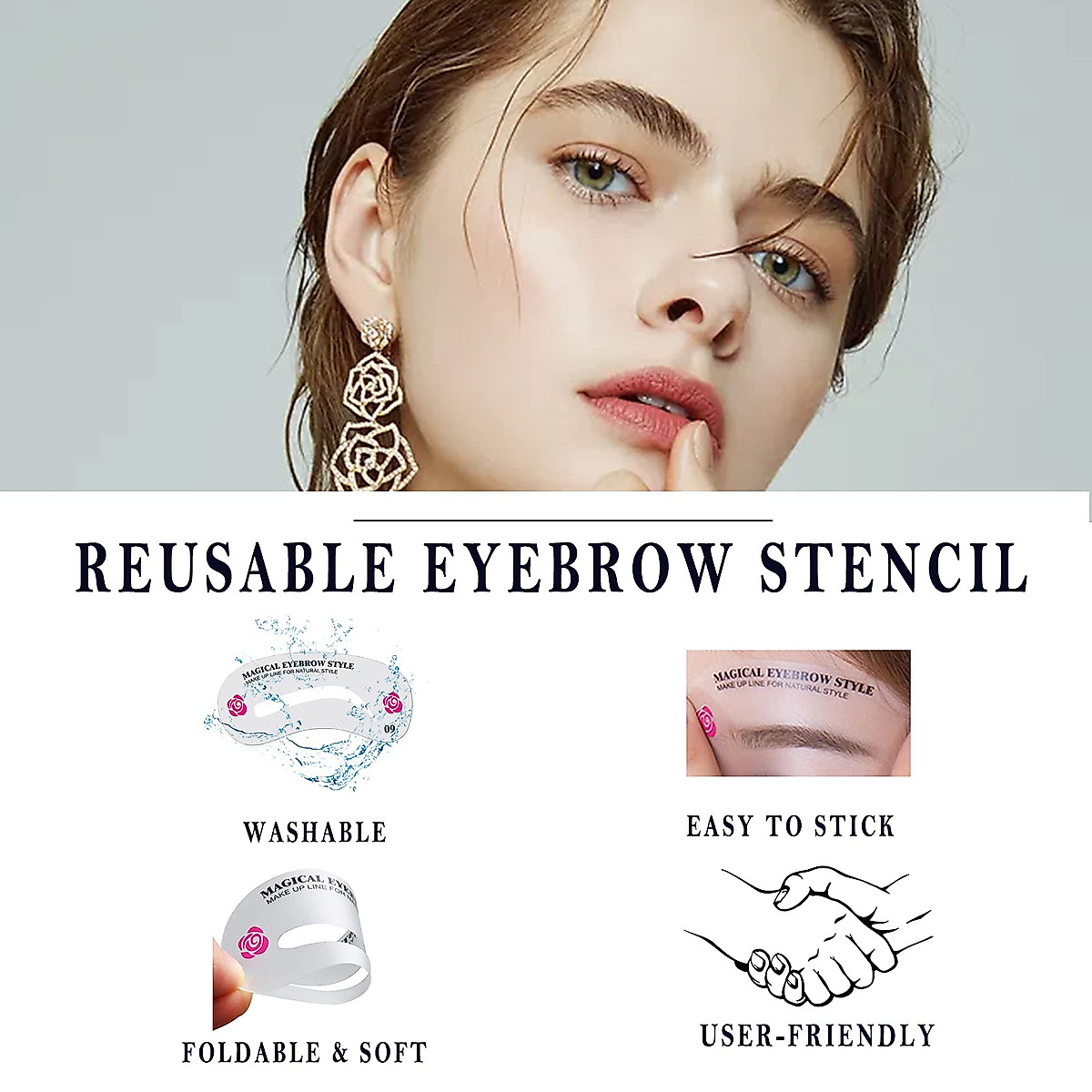 IONSGAKO 24PCS Eyebrow Stamp Stencil Kit Eyebrow Stencils Eyebrow Template Eyebrow Shaper Kit Brow Stencil for Shaping Fashionable Eyebrows