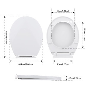 Miibox Removable Round Bowl White Toilet Seat, with Nonslip Grip-Tight Never Loosen Bumpers Prevent Shifting, No Slamming Slow and Quiet-Close Seat Cover, Quick Release Hinges for Easy Cleaning
