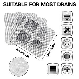 4" X 4" Disposable Shower Drain Cover Hair Catcher Shower Drain Mesh Stickers for Bathroom, Laundry, Bathtub, Kitchen, Sink, Easy to Clean, Can Catch Human and pet Hair (30 PCS)