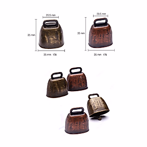 Ecoffbeat 4Pcs Antique Style Cow Horse Sheep Grazing Copper Bells Small Brass Bells Cowbell Cattle Farm Animal Copper Loud Bronze Bell Cow Bell(Red Bronze +Bronze) CY004