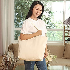 Firecolor Chic Canvas Grocery Bag 6pc Set 18"x15"x5’’ Big Sturdy Tote Bags for Fabric Painting Heavy-duty Reusable Shopping Bag (Item Package Quantity: 6, Large)
