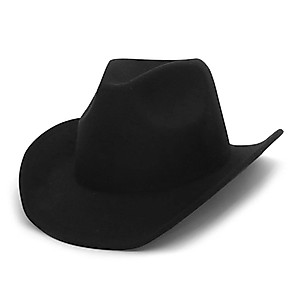 Wool Cowboy Cowgirl Hat for Men Women Classic Roll Up Brim Fedora Western Black
