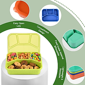 BIEOFFEI 4 Pack Bento Box Lunch Boxes for Adults, 4 Compartment Meal Prep Containers with Lids, Reusable Bento Box Snack Containers for Work, Travel, Picnic, Microwave & Dishwasher Safe