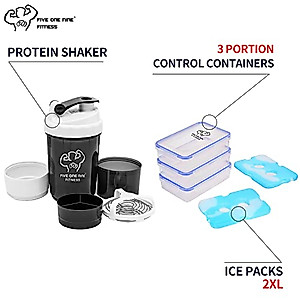 519 Fitness Meal Prep Backpack,Insulated Cooler Lunch Backpack with Computer Compartment,Hiking Picnic Cooler Rucksack for Men and Women,3 Meal Containers,2 Ice Packs and Protein Shaker(Black)