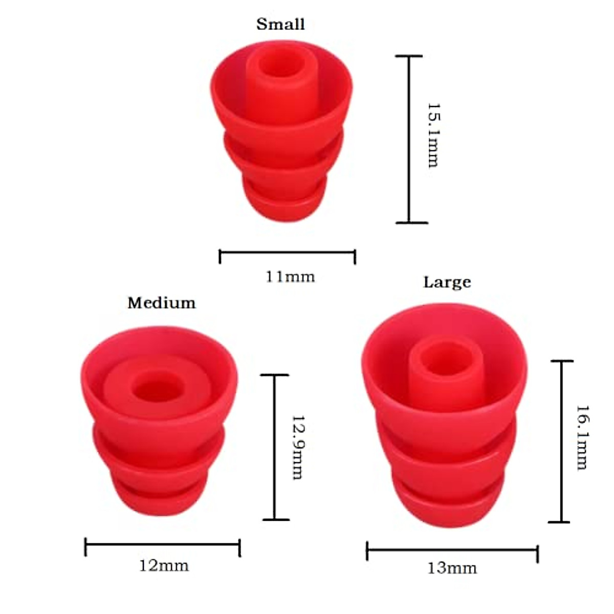 Silicone Ear Tips Triple Flange Replacement Ear Tips Three Flange Noise-Isolation Eartips Fit for Inner Hole from 4mm - 5.1mm Earphones 9 Pairs S/M/L Red
