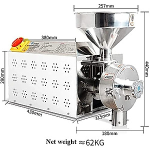Commercial Electric Grain Grinder, Industrial Chili Grinder, Sesame Peanut Walnut Almond Spice, Stainless Steel Bean Food Grinder