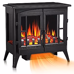 Havato Electric Fireplace Stove, Freestanding Fireplace Heater with Realistic Flame, Overheating Safety Protection, Indoor Space Heater(24 Inch, Black)