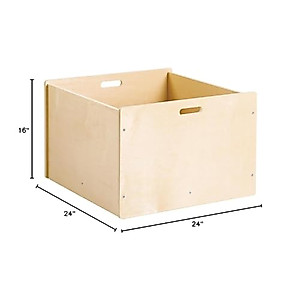Kaplan Early Learning Wooden 4-Sided Block Storage Box on Heavy-Duty Wheels with Handles for Easy Mobility and Storage