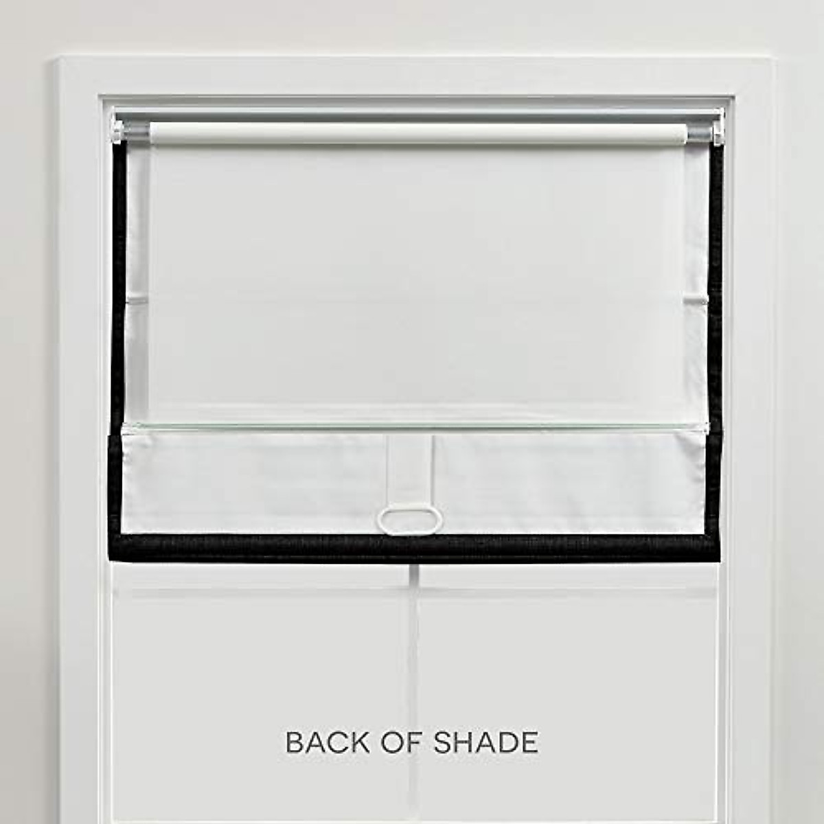 Exclusive Home Acadia 100% Blackout Polyester Roman Shade, 27"x64", Black