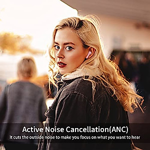 MURPISO Wireless Earbuds, Active Noise Cancelling Bluetooth5.2 Deep Bass Headphones with 4 Mics, 35 Hours Playtime, IPX6 Waterproof Earphones, in-Ear Bluetooth Earbuds for iPhone Android Pink