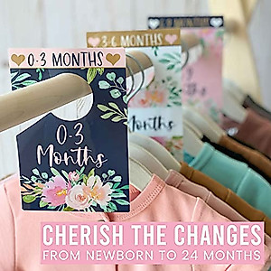 6 Baby Closet Size Dividers Baby Girl - Floral Baby Closet Dividers by Month, Baby Closet Organizer for Nursery Organization, Baby Essentials for Newborn Essentials Baby Girl, Nursery Closet Dividers