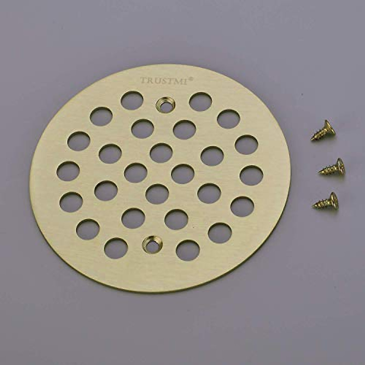TRUSTMI 4 1/4-inch Screw-in Style Shower Drain Grate Replacement Cover with Screws,Brushed Gold