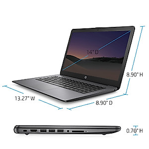 HP 2021 Premium 14-inch HD Laptop, Intel Dual-Core Processor, 16GB RAM, 64GB eMMC Storage, Webcam, Bluetooth, HDMI, Wi-Fi, Brilliant Black, Windows 11 (Renewed)