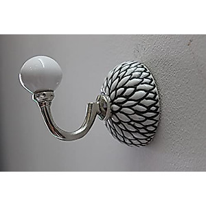 PARIJAT HANDICRAFT Hand Painted Beautifully Black & White Colored Ceramic Wall Hook Hanger Key Holder hat Clothes hangings Bath Towel Hook Hanger.