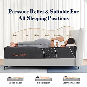 Sweetnight Queen Mattress, 12 Inch Gel Memory Foam Mattress in a Box, Plush Comfort Queen Size Mattress for Motion Isolation & Pressure Relief, Gray, Starry Night Grey