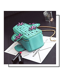 MILATA Women Cactus Shape PU Leather Mini Cross Body Bag Cute Purses Shoulder Chain Bag