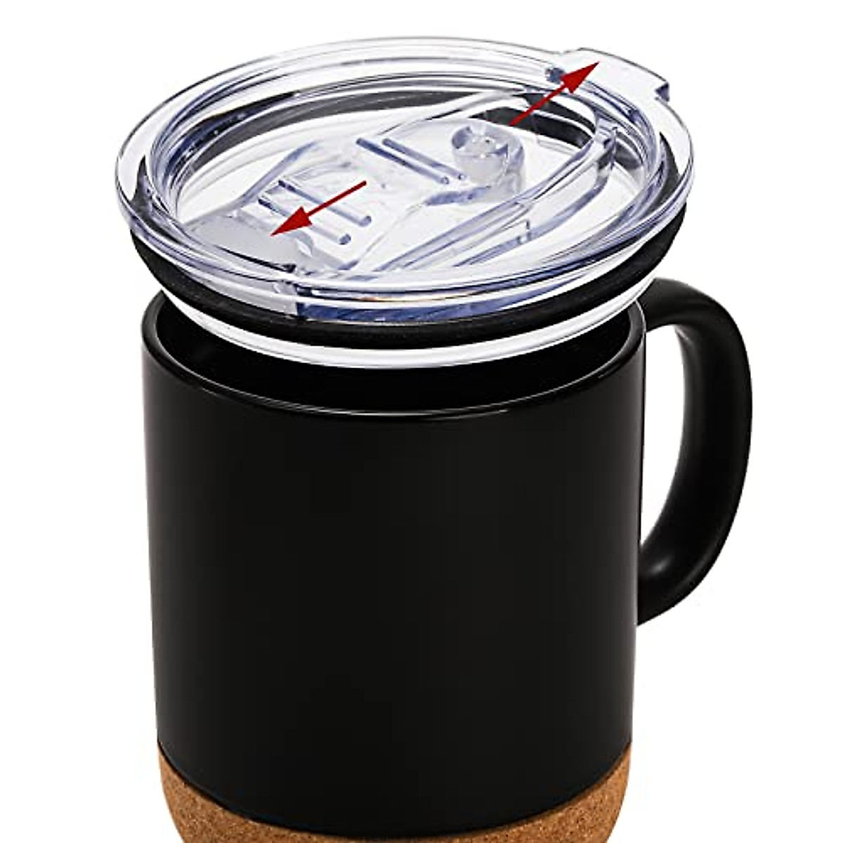 SOUJOY Set of 4 Cork Base Coffee Mug, 13oz Ceramic Mug with Insulated Cork Bottom and Spill proof Lids, Tea Mug Gift Set for Women Men