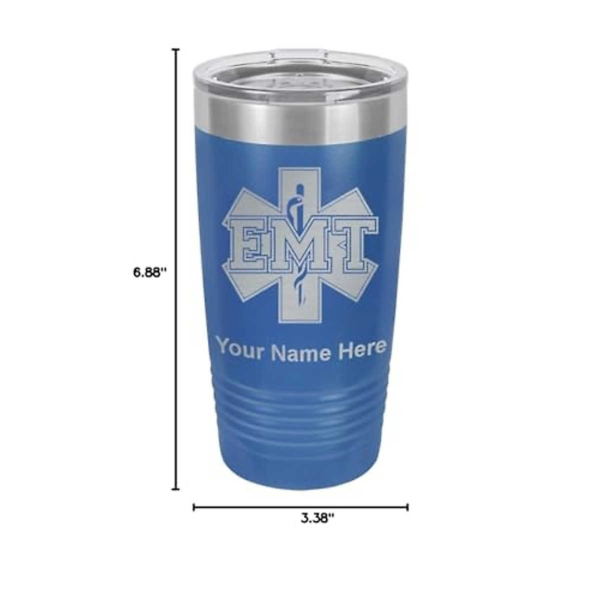 LaserGram 20oz Vacuum Insulated Tumbler Mug, EMT Emergency Medical Technician, Personalized Engraving Included (Dark Blue)