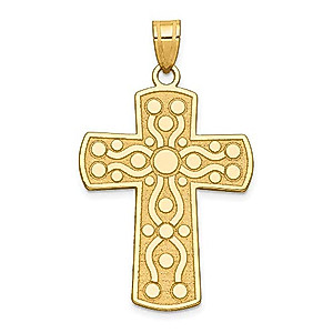 IceCarats 14K Yellow Gold Holy Cross Necklace Religious Pendant Jesus Christ Charm Serenity Prayer Back Only