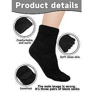 Bencailor 3 Pairs Women Toe Socks Fuzzy Toe Socks Warm Winter Toe Socks Five Toe Socks for Women Men, Size 5-8(Black)