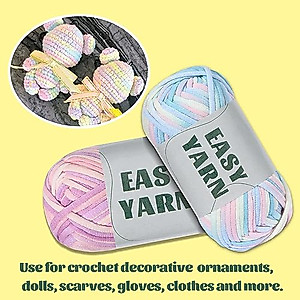 4x50g Rainbow Beginners Crochet Yarn for Crocheting Knitting Multicolor Cotton Crochet Yarn for Beginners with Easy-to-See Stitches Chunky Thick Yarn for Beginners Crochet Kit