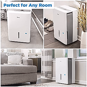Midea 4,500 Sq. Ft. Energy Star Certified Dehumidifier With Reusable Air Filter 50 Pint - Ideal For Basements, Large & Medium Sized Rooms, And Bathrooms (White)