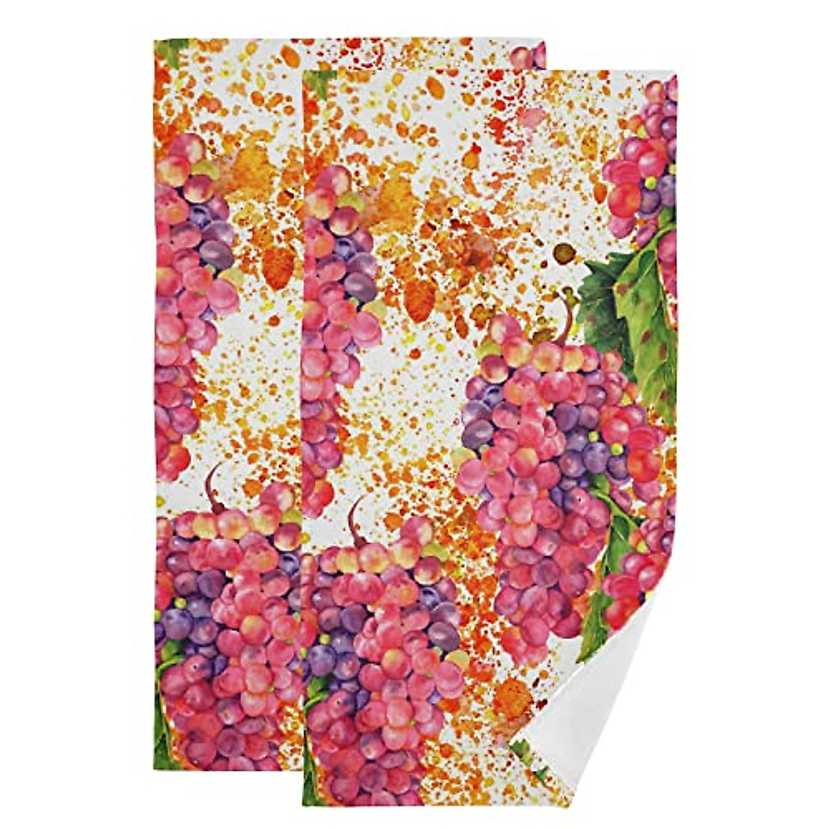 Set of 2 Premium Polyester Cotton Hand Towels Vintage Wine Grape, Highly Absorbent,28.3 x 14.4in(227vb1a)