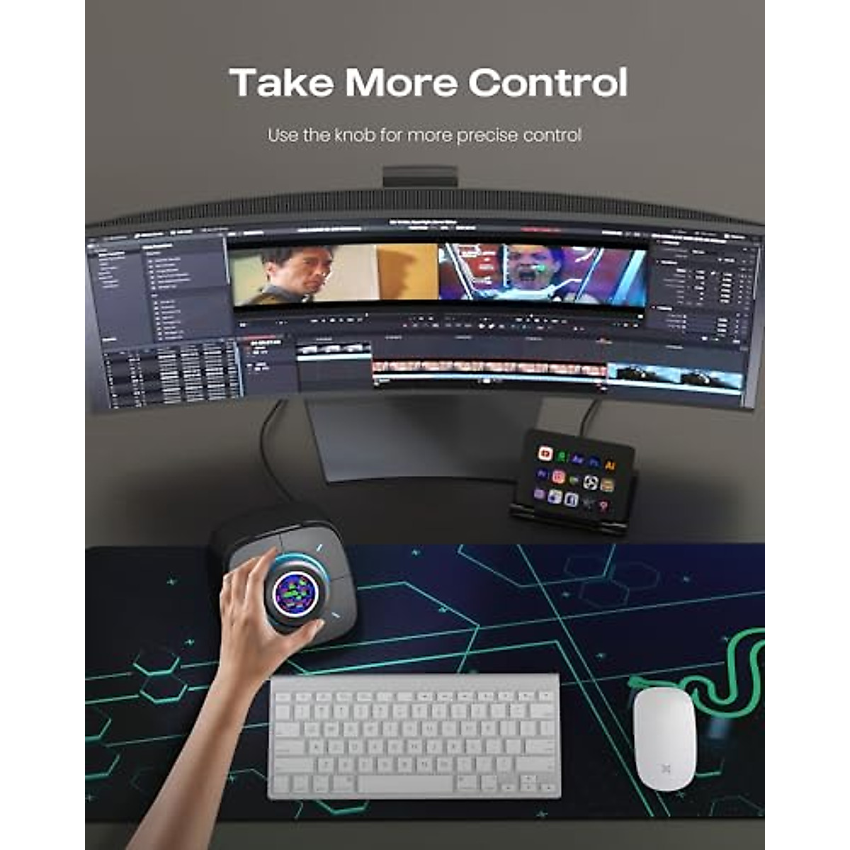 Cololight Studio Controller Keyboard like OBS, Twitch, ​YouTube COLO PLAY Programmable Gaming Keyboard with RGB Lighting, Performance Monitor, Desktop Media Controller for PC/MAC (Black)