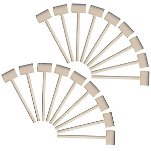 18 Pieces Mini Wooden Hammers Gavel Toy for Kids, Natural Wood Crab Lobster Seafood Mallets