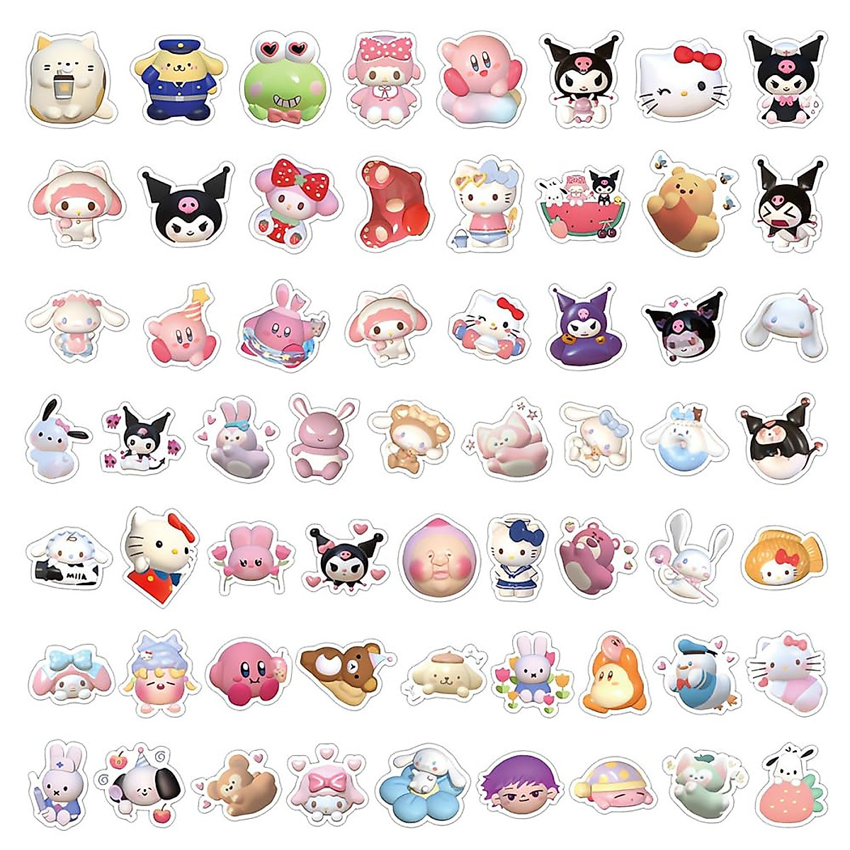 200Pcs Kawaii Stickers, Kittty Stickers Melody Kuromi Stickers for Kids Teens Adults, Water Bottles Stickers, Aesthetic Vinyl Waterproof Stickers for Laptop, Bumper, Skateboard, Phone