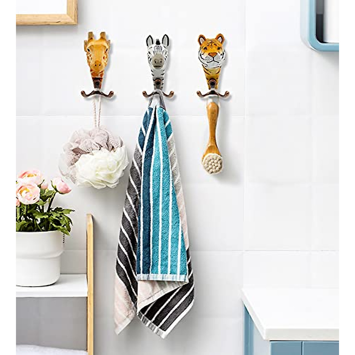 WINGFISH Wood Coat Hooks Wall Mounted Single Decorative Giraffe Wall Hook Wall Hanger for Hanging Keys Towel Jackets Clothes Bag Hat…