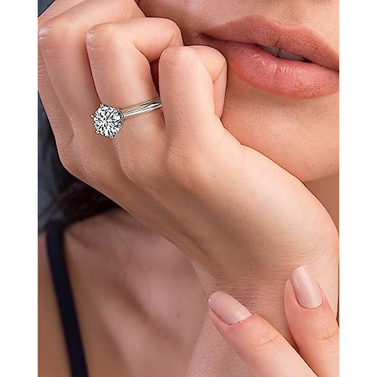 PREVELI 3 Carat CZ Rings For Women 18K White Gold Plated 925 Sterling Silver Solitaire (8.5)