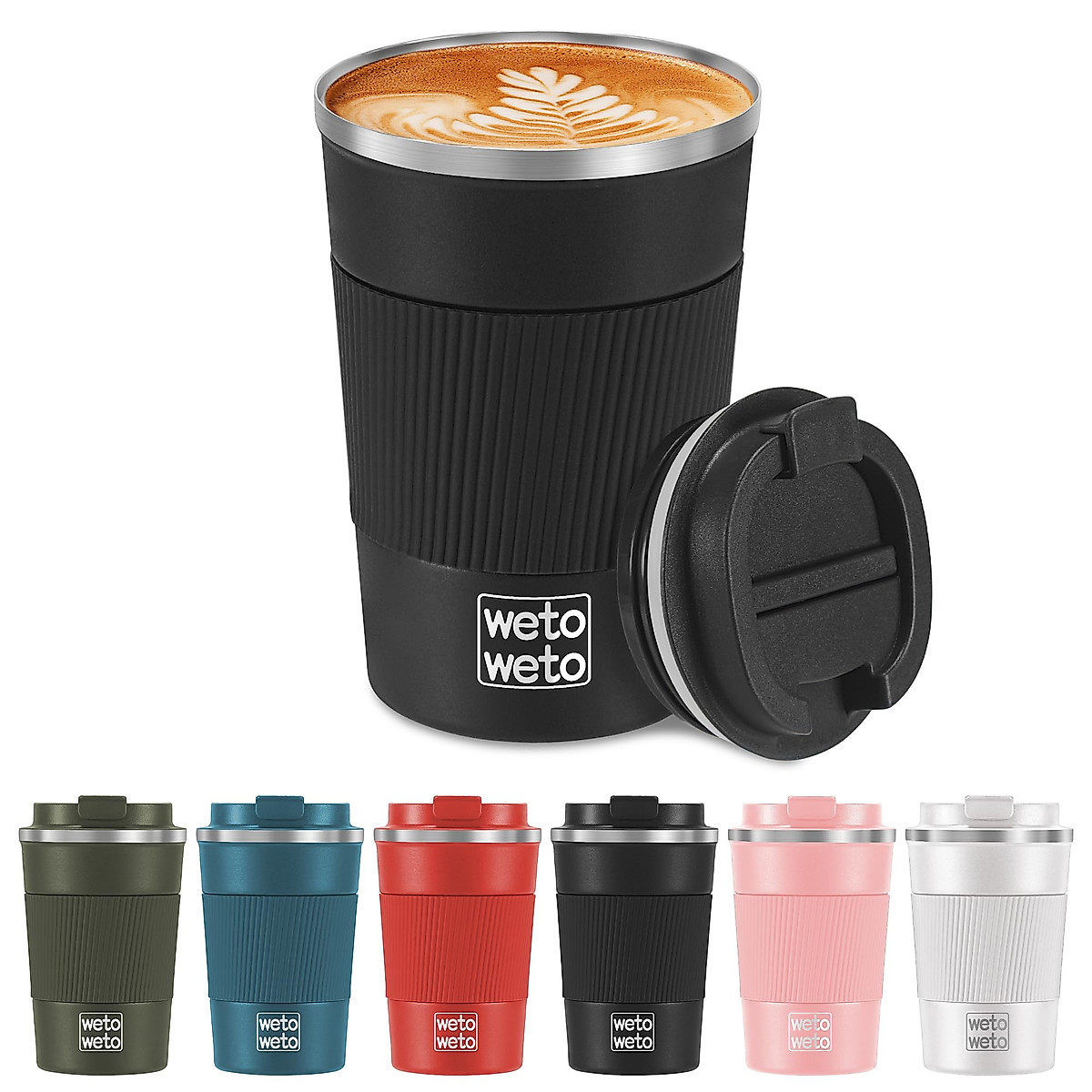 WETOWETO 12oz Stainless Steel Coffee Tumbler, Travel Coffee Mug, Insulated Coffee Mug with Lid, Spill Proof Coffee Cup, Portable Thermal Mug, Reusable Coffee Cup for Hot and Cold