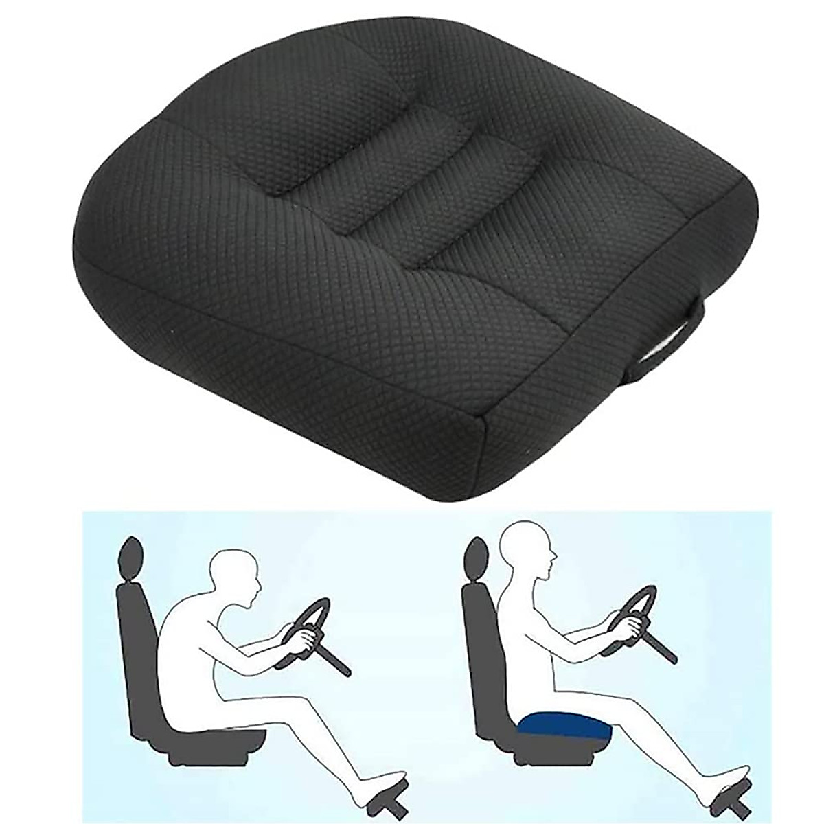 Adult Booster Seat for Car, Portable Booster Seat for Driver, Passenger , 3D Breathable Mesh Non-Slip Seat Cushions with Practical Handle for The Car, Office, Wheelchair (Extra Large) (Black)