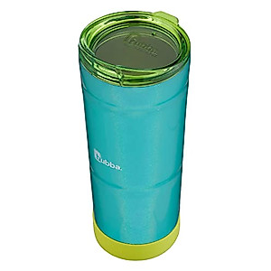 Bubba Envy S Vacuum-Insulated Stainless Steel Tumbler with Lid, Straw, and Removable Bumper, 24oz Reusable Iced Coffee or Water Cup, BPA-Free Travel Tumbler, Island Teal Iridescent