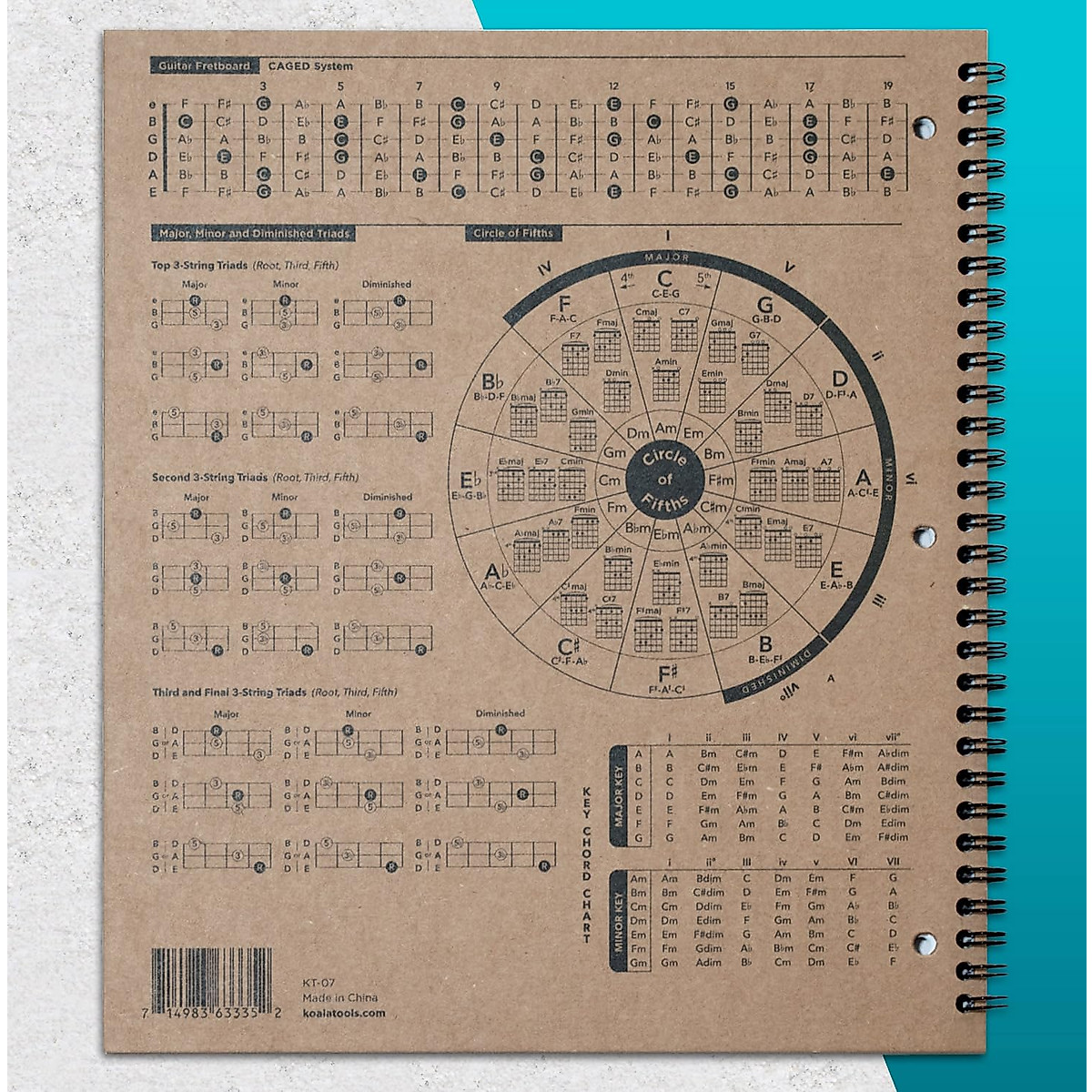 KOALA TOOLS | Guitar Tablature - Guitar Tab Notebook (3 Pack) | 8.5" x 9.75" 60pp. - Blank Paper, Sheets for Music Chord Notation