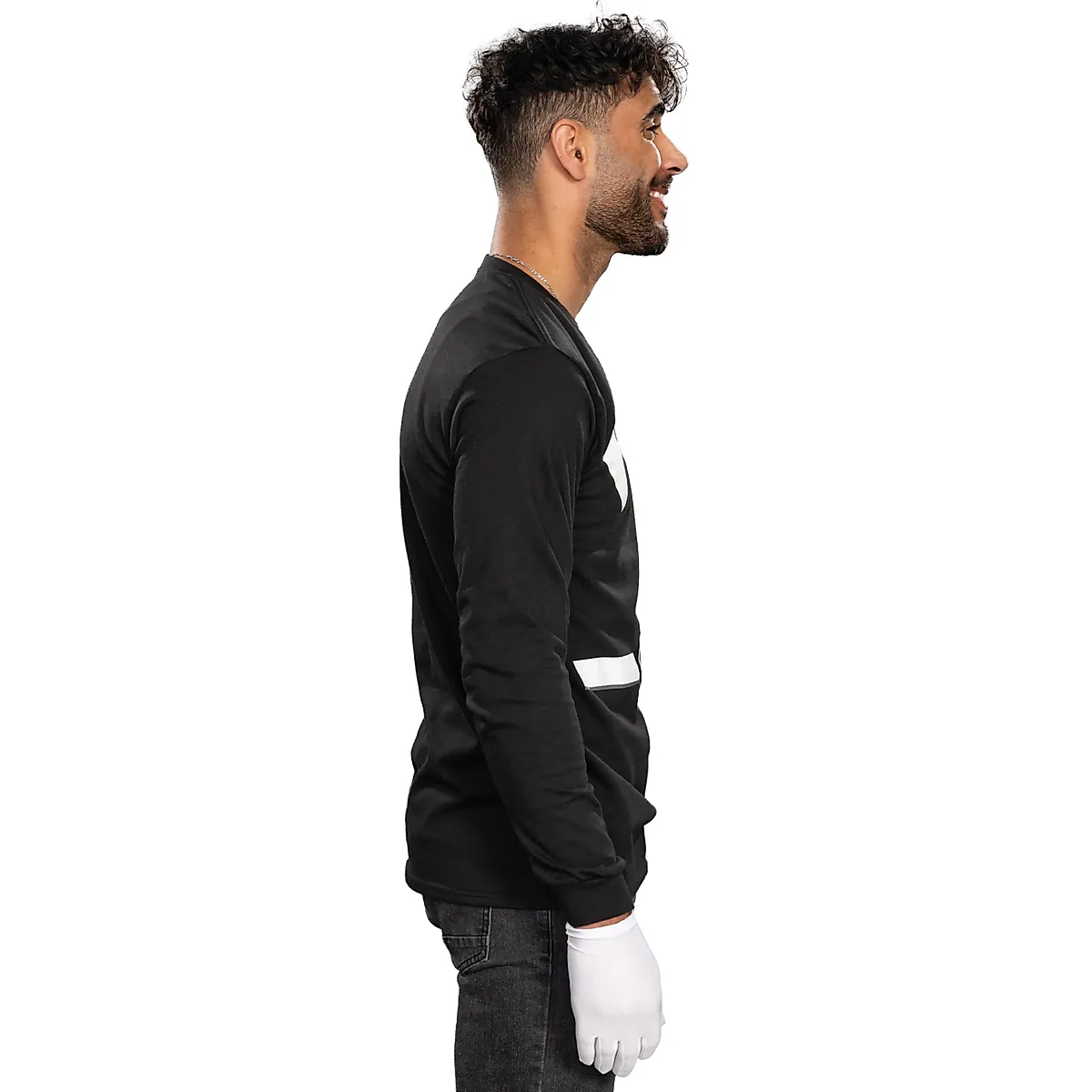 Power Rangers The Long Sleeve Ranger Costume Black T-Shirt (Adult XX-Large)