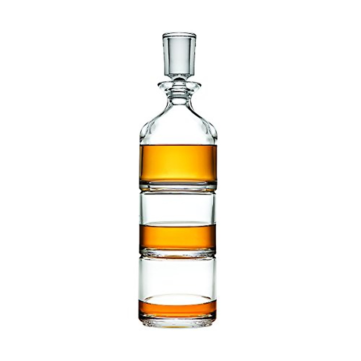 Godinger Stackable Whiskey Decanter and Whisky Glasses 3 pc set, for Liquor Scotch Bourbon or Wine