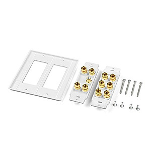 Home Theater 5.1 Surround Sound Distribution Wall Plate 10 Banana Binding Post Coupler for 5 Speakers and 1 RCA for Subwoofer