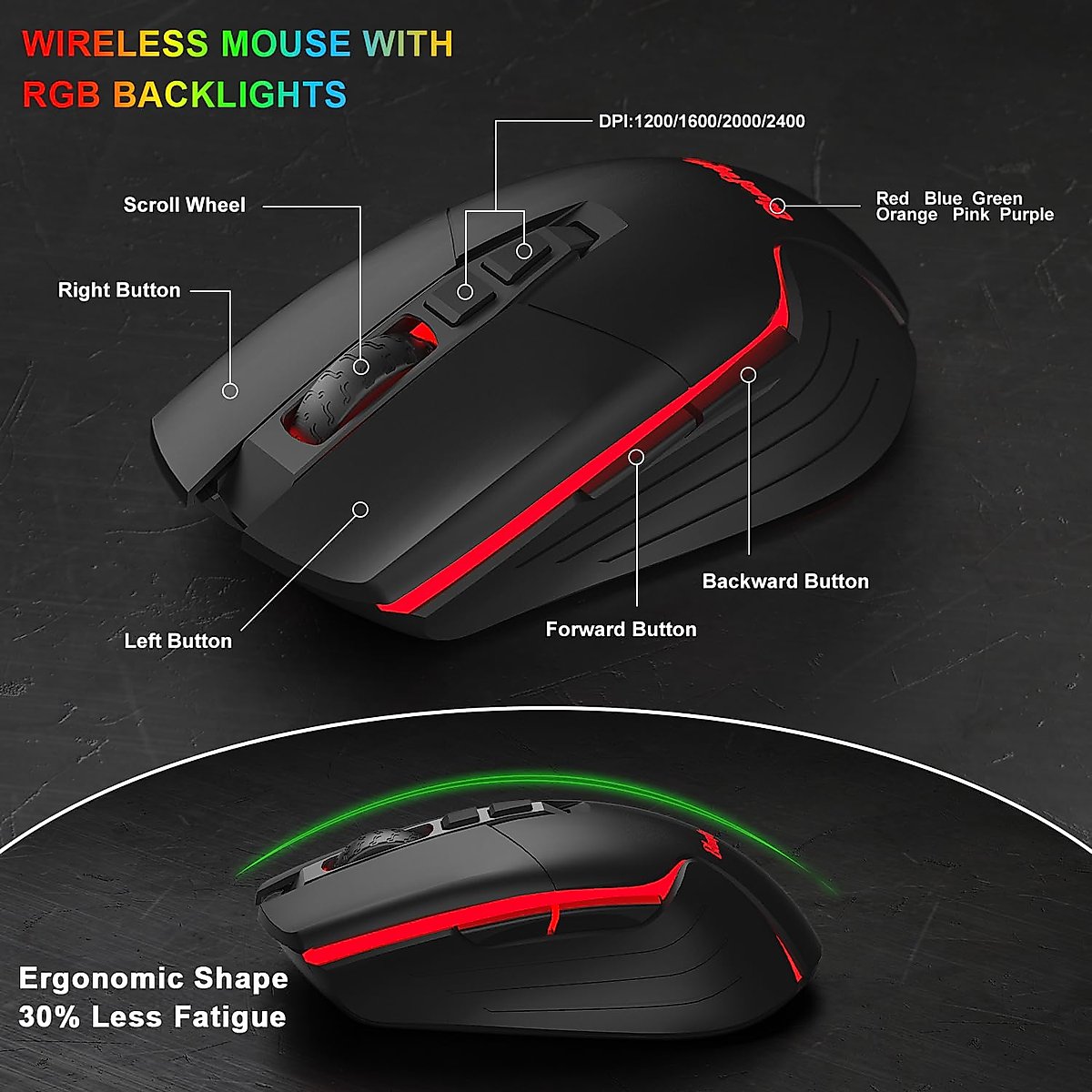 BlueFinger Rainbow Wired Gaming Keyboard and Mouse Combo, RGB Backlit Keyboard with 104 Key, USB Illuminated Gaming Mouse Set for Computer PC Gamer Laptop Mac PS5