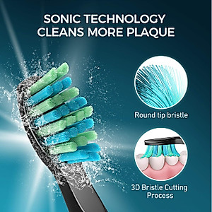 6 Replacement Brush Heads, Complete Care Replacement Tooth Brush Heads, Electric Toothbrush Replacement Heads, EasyClean, Gum Health- Fit (Pack of 6), Black