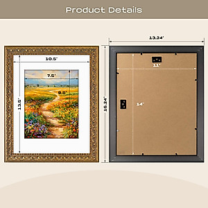 Golden State Art, 11x14 Photo Frame with White Mat for 8x10 Picture & Real Glass for Wall Display - Home or Office Classic Design (Ornate Bronze Gold)