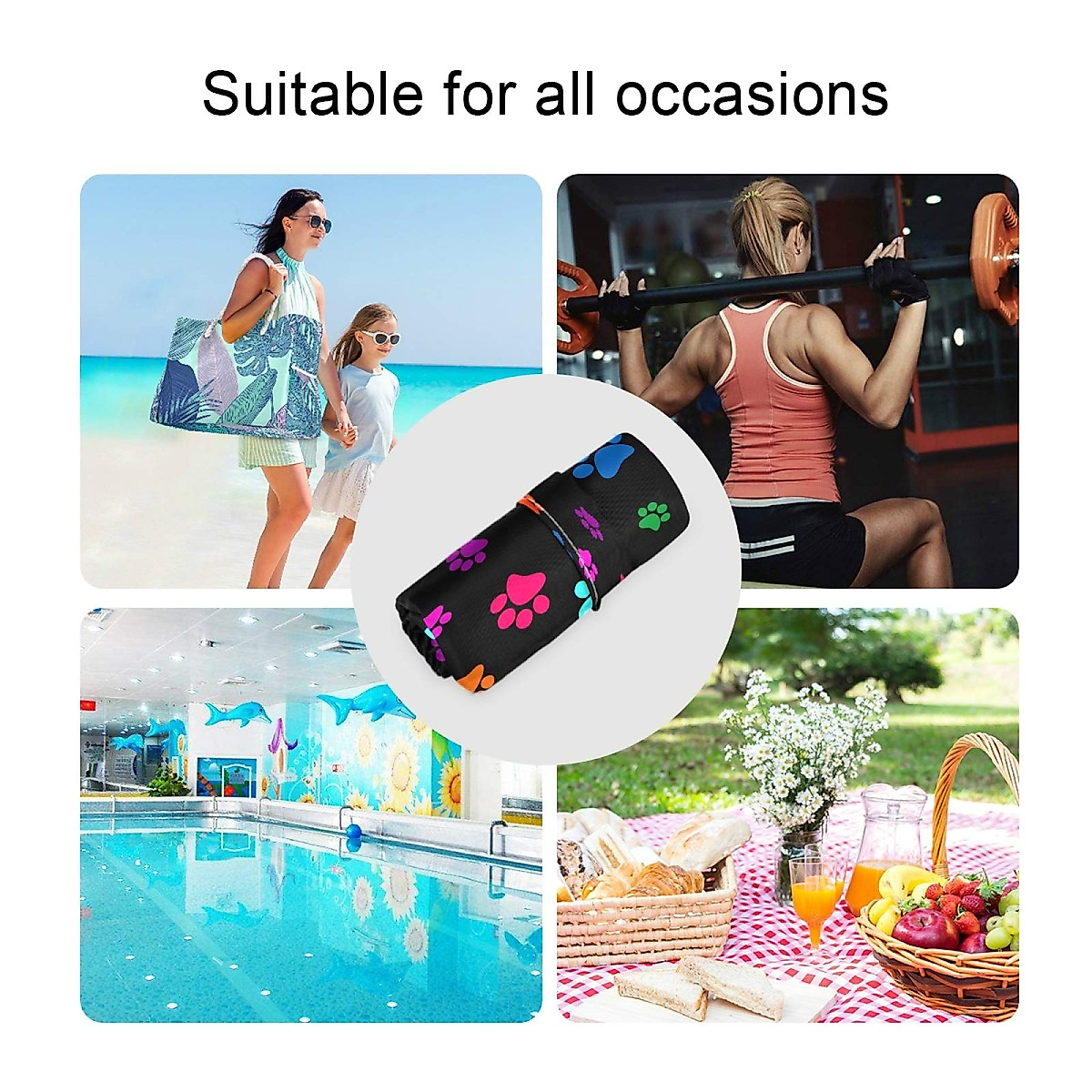 AUUXVA Colorful Dog Cat Paw Print Wet Dry Bag Set Waterproof Reusable Baby Diaper Bags Organizer with Two Zippered Pockets for Travel Beach Swimming Swimsuit Wet Clothes 2 Pack