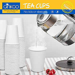 Ginkgo 12 oz Disposable Coffee Cups Leak Proof Paper Cups Thickened Paper White Hot Coffee Cups, 50 Count (Packaging May Vary)