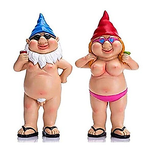 TopLAD Small Garden Gnome Statue Peeing Gnome Naughty Garden Gnome Funny Naked Gnome Statue Garden Goblin-Art Decoration for Lawn Ornaments Indoor or Outdoor Garden Decorations (Men+Women)